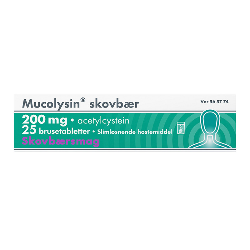 Mucolysin Skovbær 200 mg, 25 stk | Køb på mitliv.dk