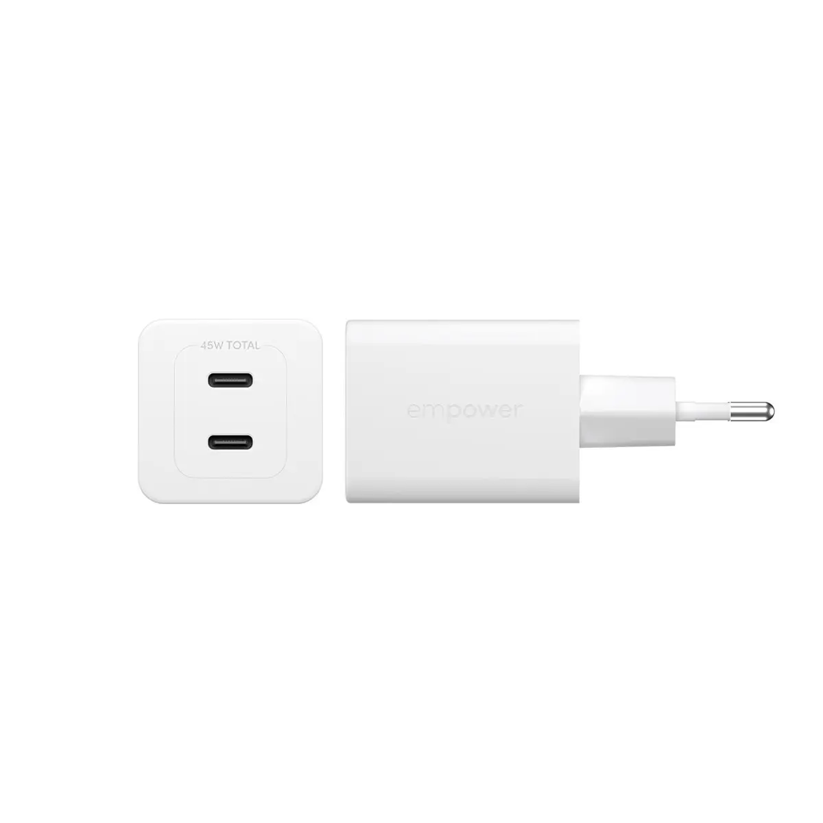 Oplader, Empower by PanzerGlass, Turbo, 45W, 2x USB-C, EU stik, Hvid ...