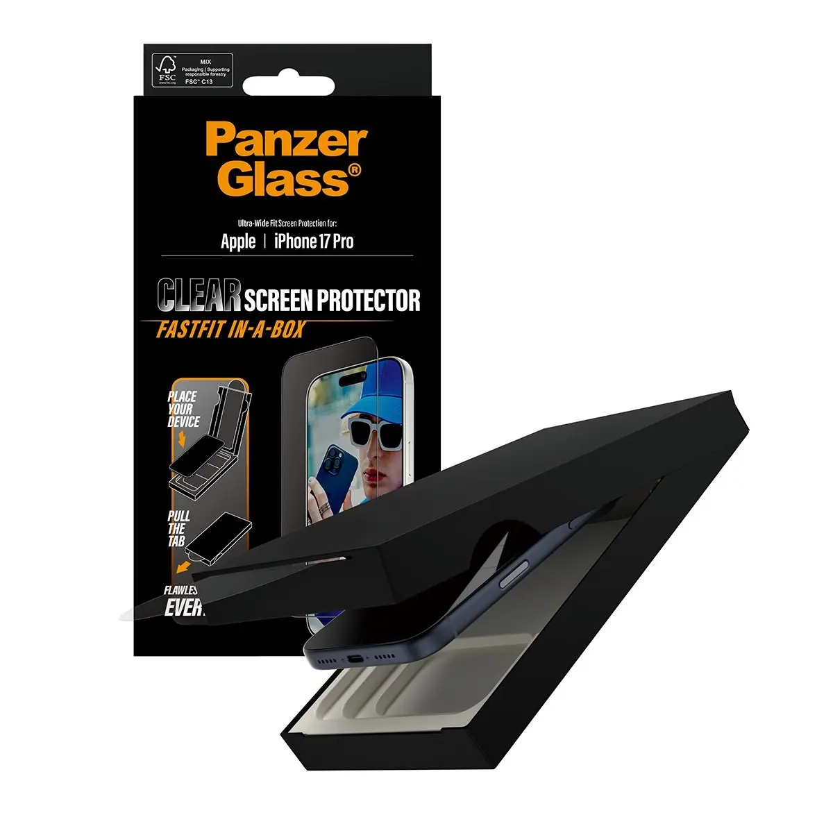 PanzerGlass Screen Protector w. Black Frame iPhone 17 Pro - Køb billigt ...