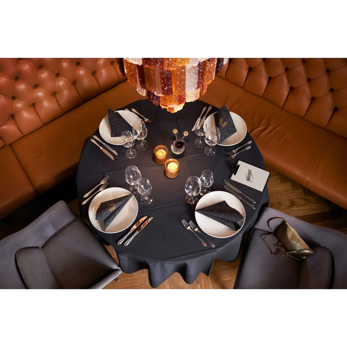 Rund dug Duni Evolin sort 180cm - 15 stk - Køb billigt på Grafical.dk