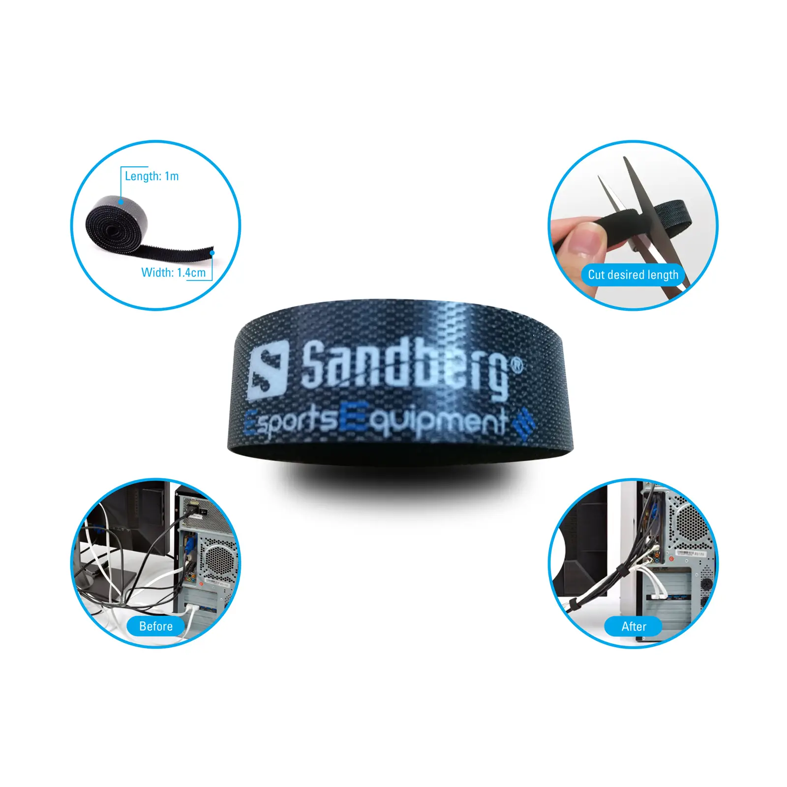 Kabelbinder - Sandberg Cable Velcro Strap 5-pack - Sort - Køb billigt ...