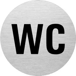Dørskilt - WC Skilt i aluminium - Toiletskilt med sort skrift Ø: 75 mm ...