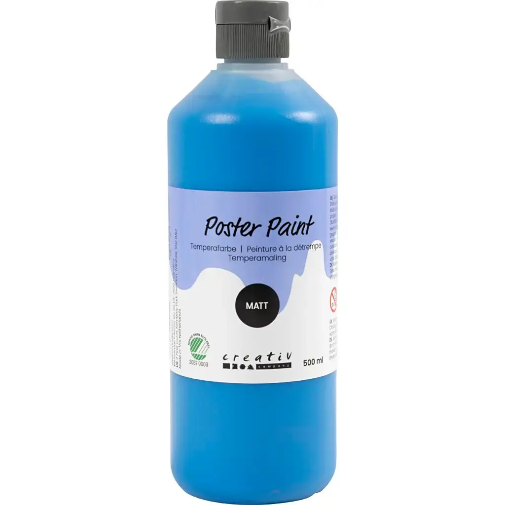 Temperamaling, mat, halvdækkende, primær blå, 500 ml/ 1 fl. » Køb ...