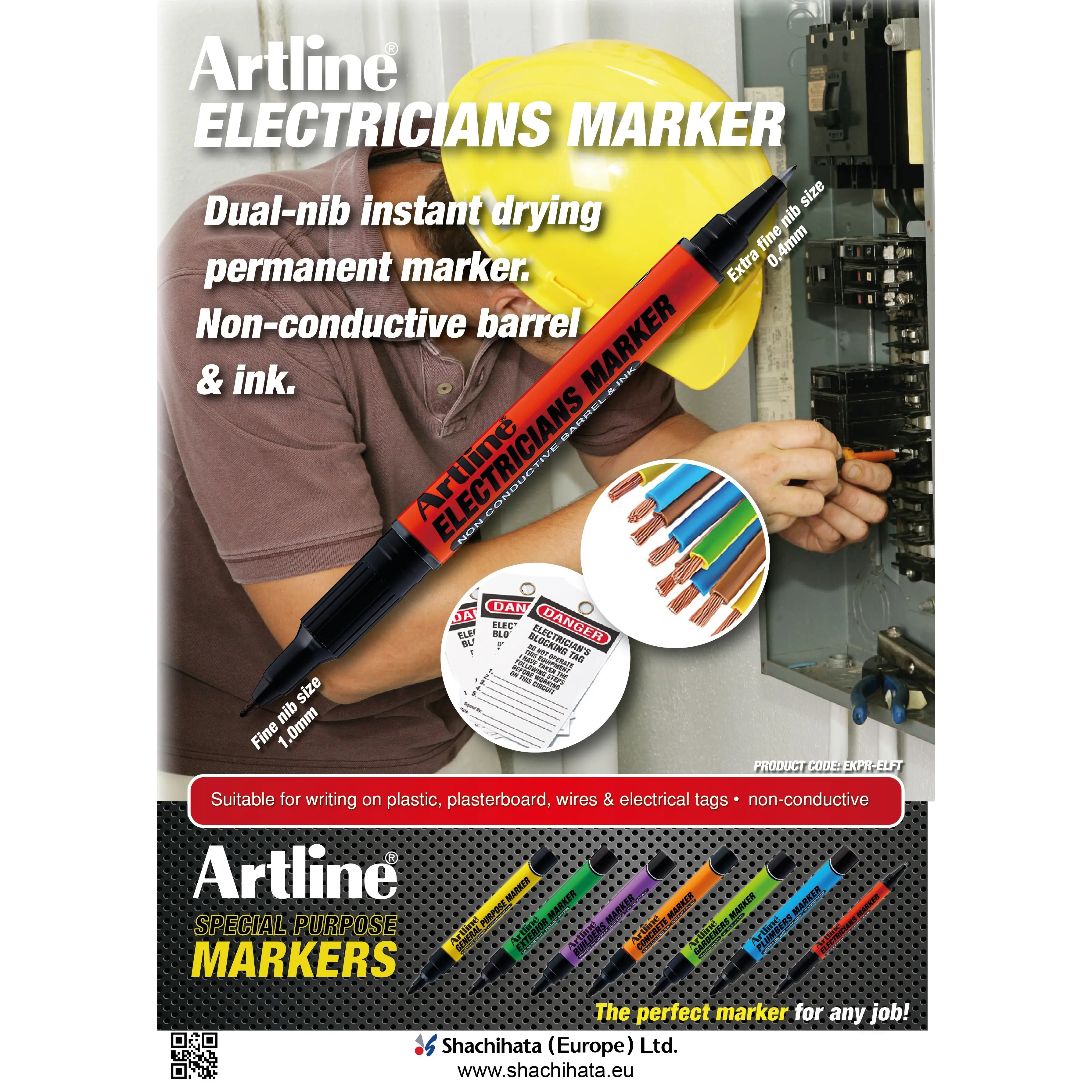 Elektriker Marker - Artline - Orange - Køb minimum 12 stk. - Køb ...