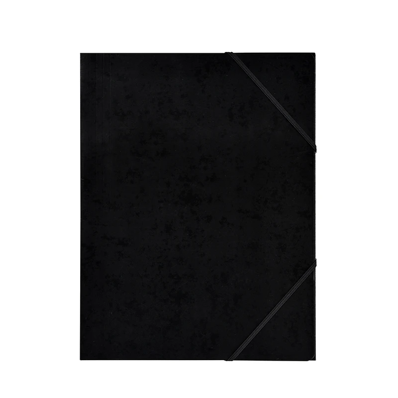 Kartonmapper C4 med 3 klapper & elastik sort 400g