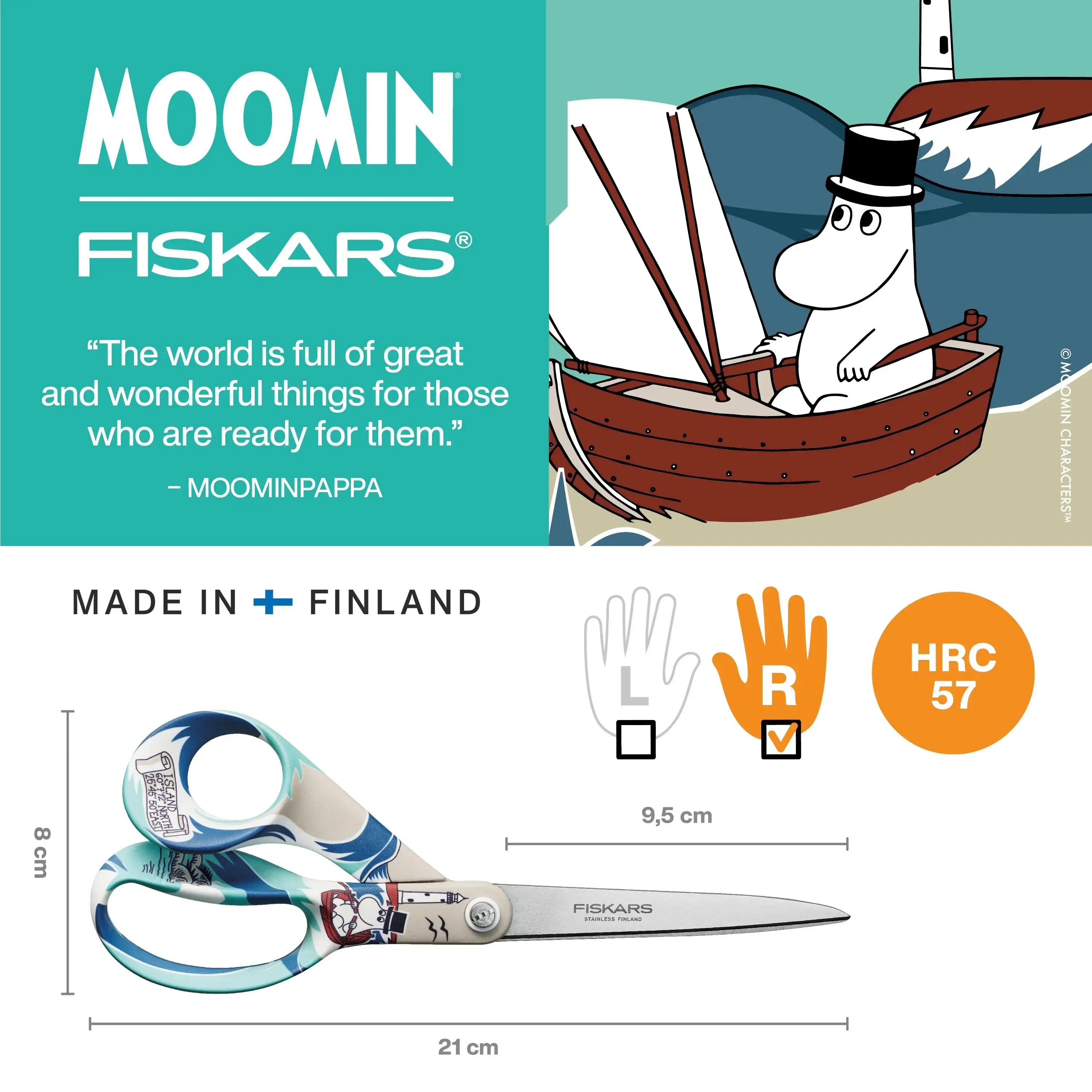 Fiskars Moomin universal saks 21cm Moominpappa - Køb billigt på Grafical.dk