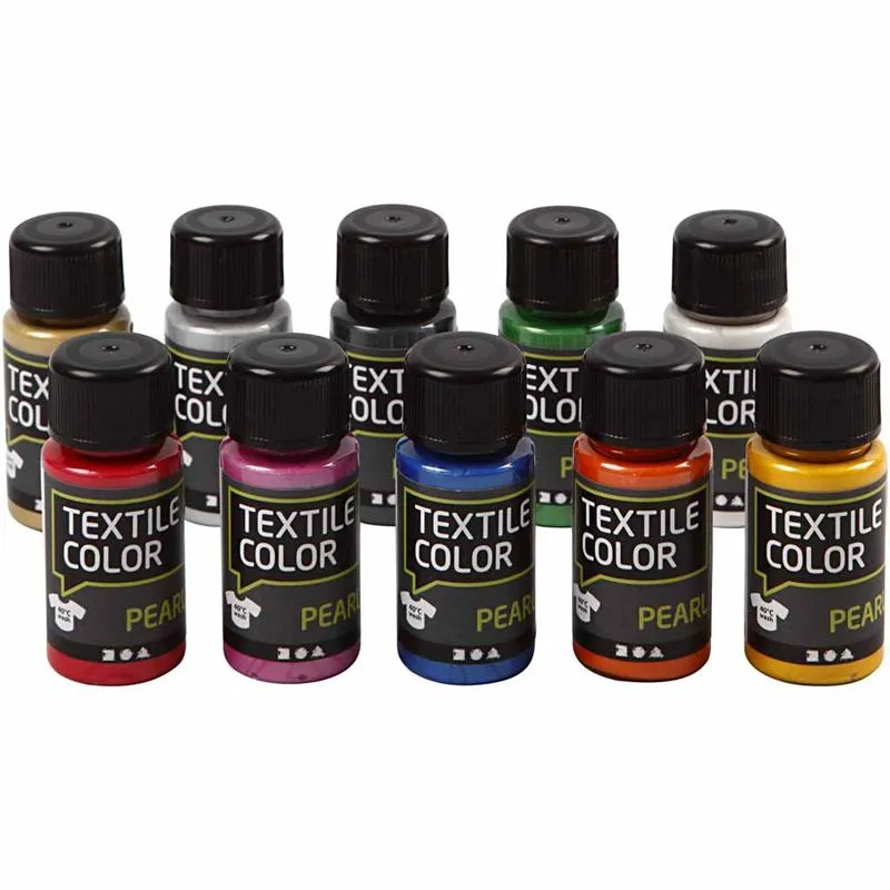 Textile Color til tekstilmaling - 10 x 50 ml. sortiment!