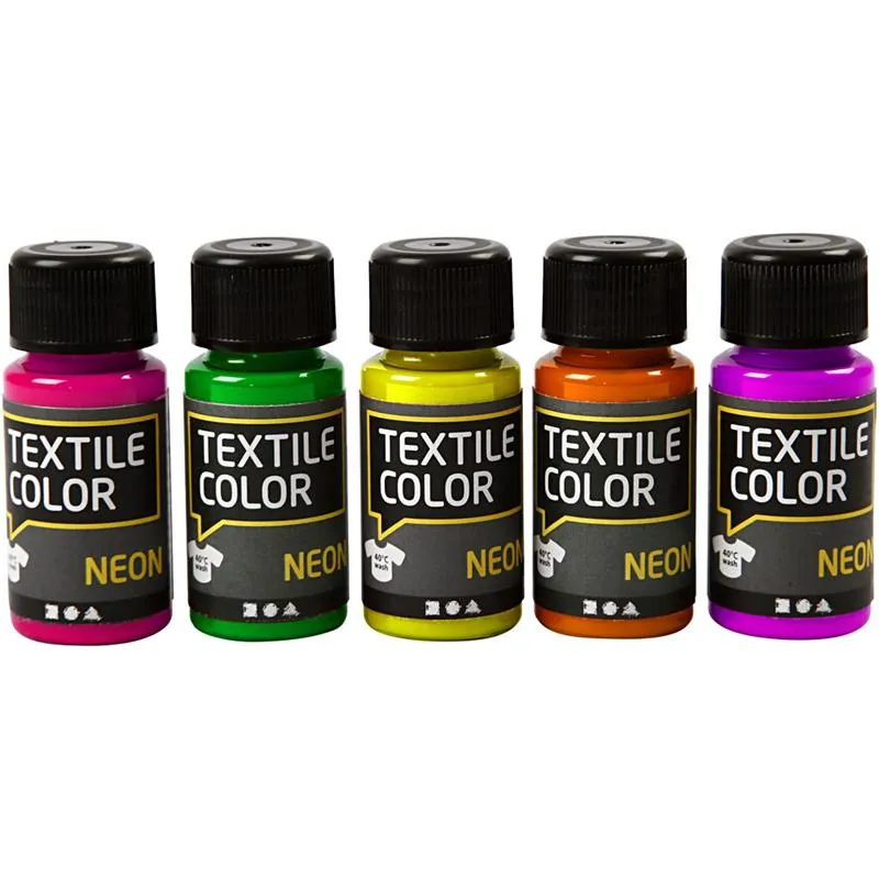 Textile Color - 5 neonfarver i sortimentet til tekstilmaling