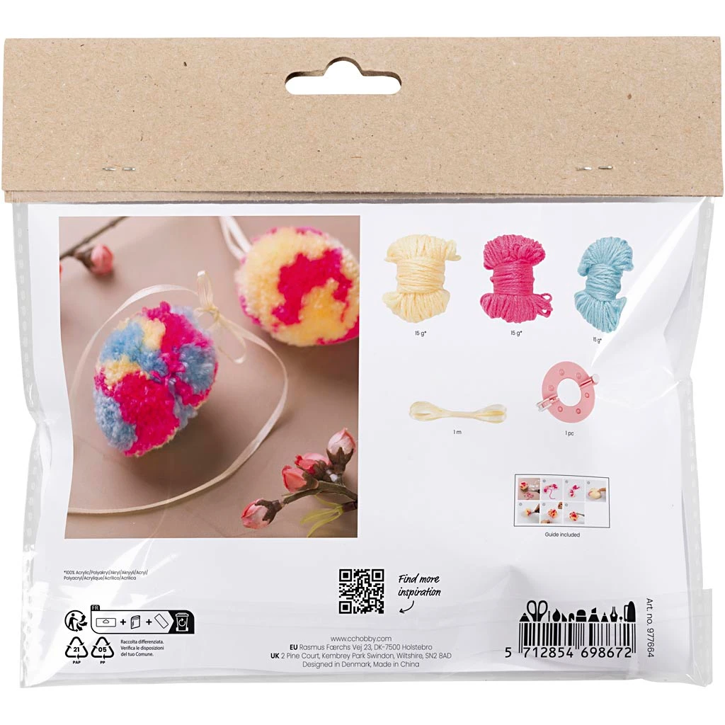 DIY Kit Mini Pompon Æg colorful » Køb billigt på Grafical.dk