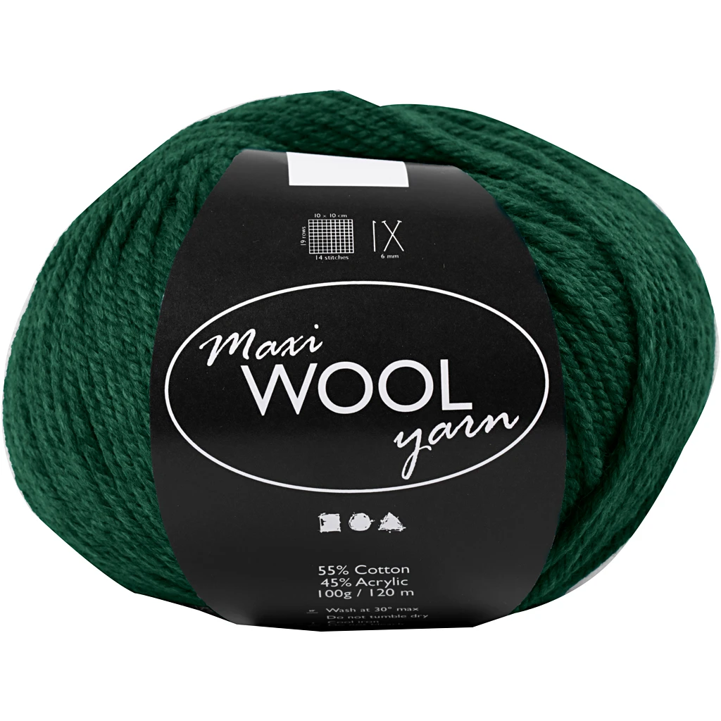Uldgarn Maxi Wool længde 125 meter grøn | 100 gram - Køb billigt på ...