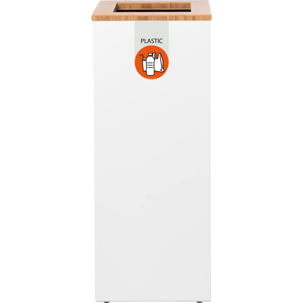 Affaldsspand, Lune Paxa, 65 l, hvid, bambus/galvaniseret stål, m ...