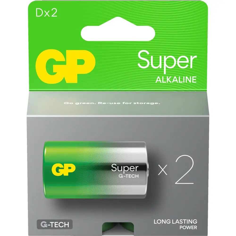 Batteri GP Super Alkaline D 2-pak - Køb billigt på Grafical.dk