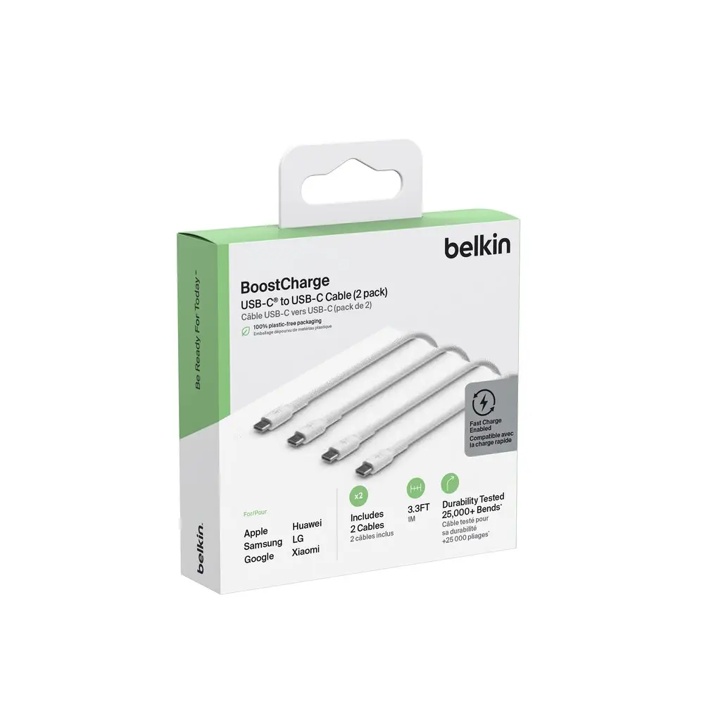 Belkin USB-C to USB-C PVC 1m Twin Pack White - Køb billigt på Grafical.dk