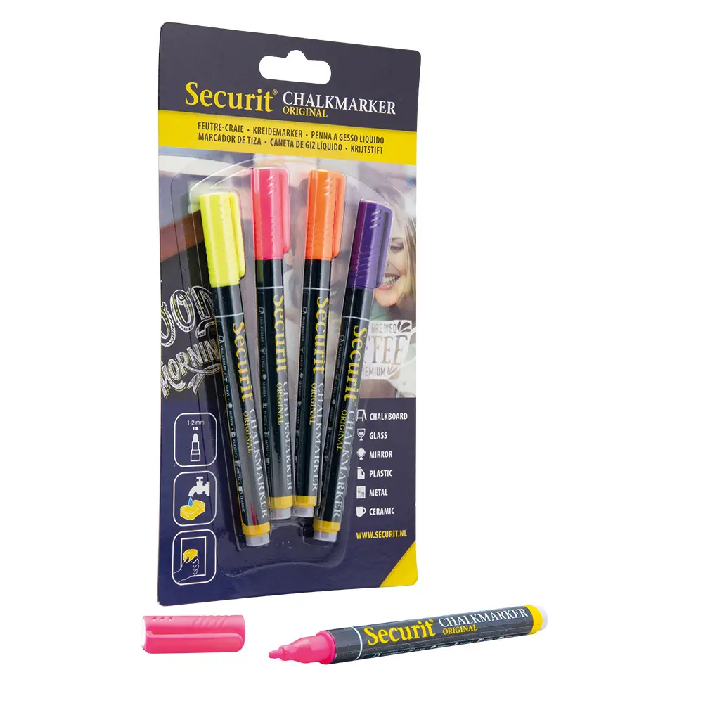 Chalkmarker Securit tropical 1-2mm - 4 stk pr. pak - Køb billigt på ...