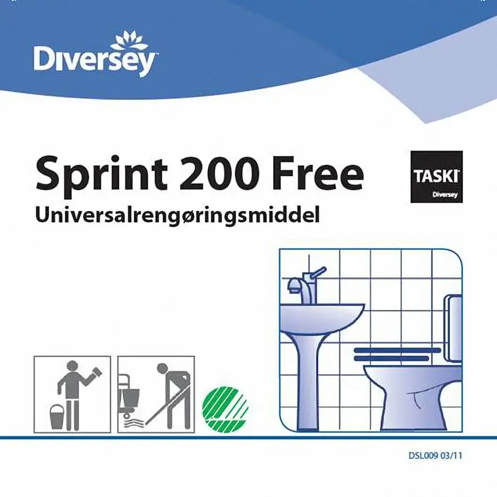 Etiket – Diversey TASKI Sprint 200 Free – 7x7 cm – Til doseringsflaske ...