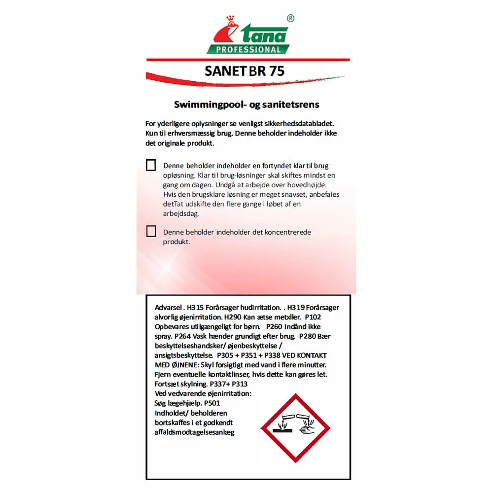 Etiket Tana Professional til SANET BR 75 - Køb billigt på Grafical.dk