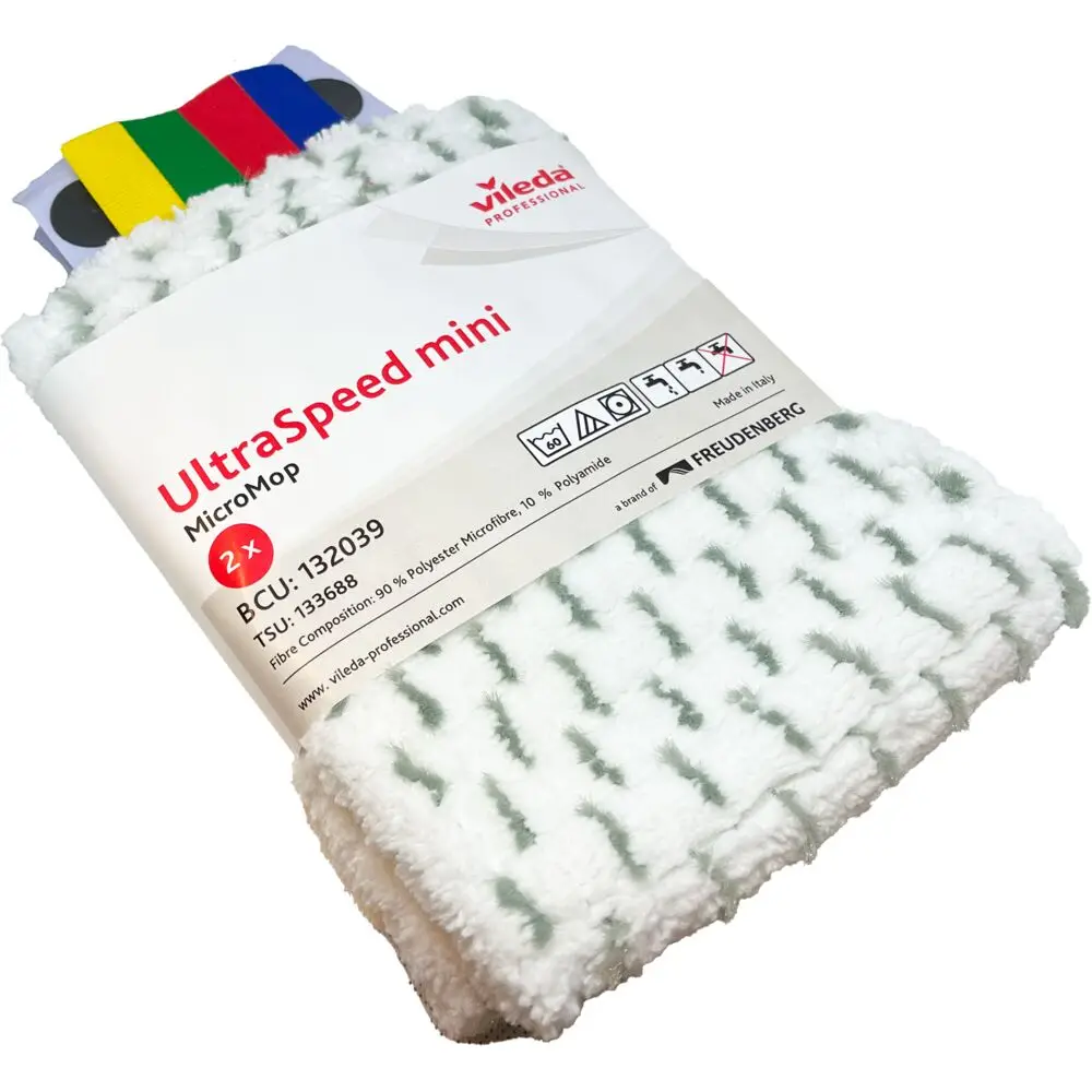 Fugt- og vådmoppe, Vileda UltraSpeed Mini, hvid, mikrofiber, 30 cm, med ...