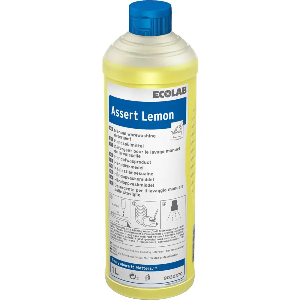 Håndopvask - Ecolab Assert Lemon - Med farve og parfume - 1 L - 6 stk - Køb billigt på Grafical.dk