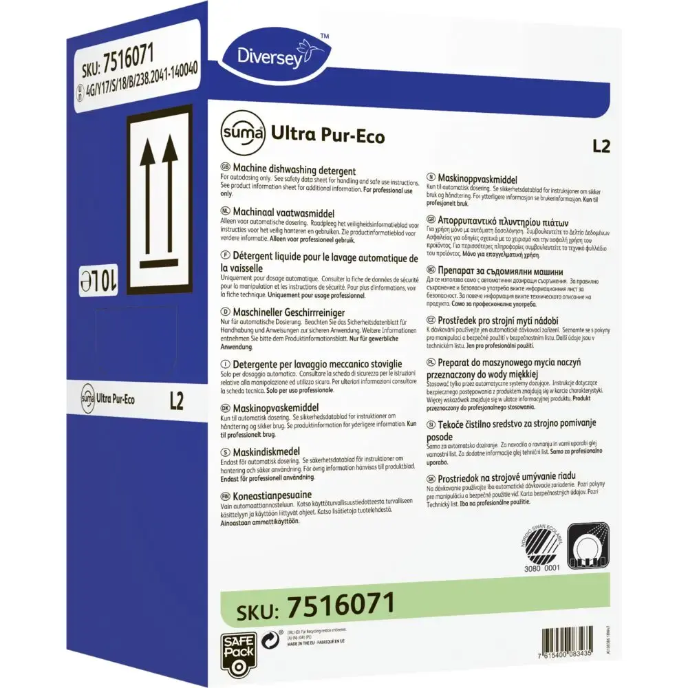 Maskinopvaskemiddel - Suma Ultra Pur-Eco L2 Safepack - Uden klor - 10 l ...