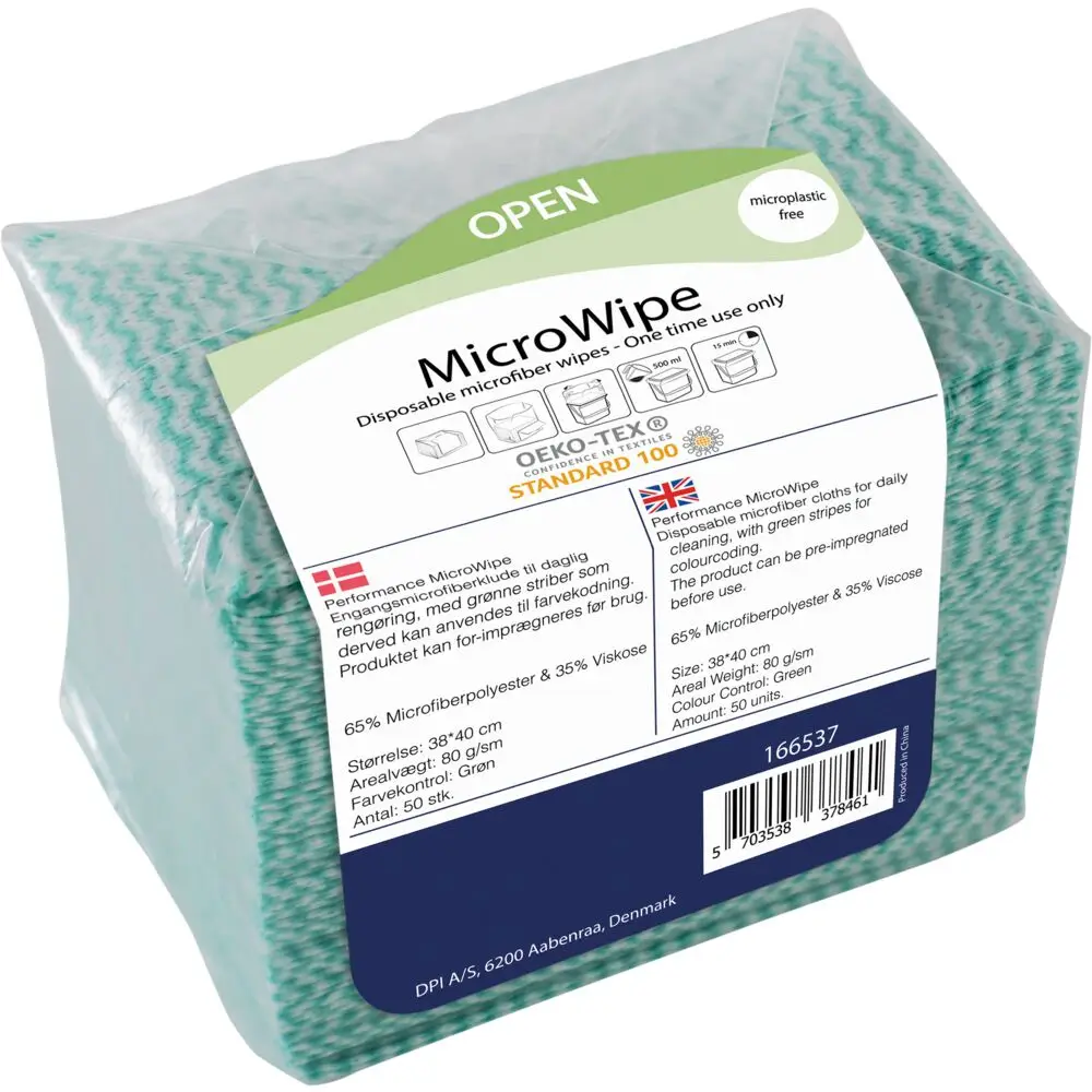 Mikrofiberklude MicroWipe 38x40cm grøn engangs - 500 stk - Køb billigt ...