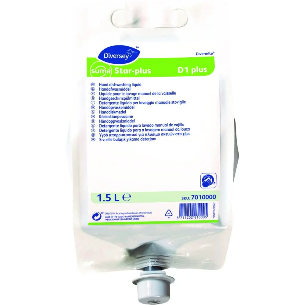 Opvaskemiddel - Suma Star-Plus D1 til Divermite/DQFM dispenser - 1,5 l ...