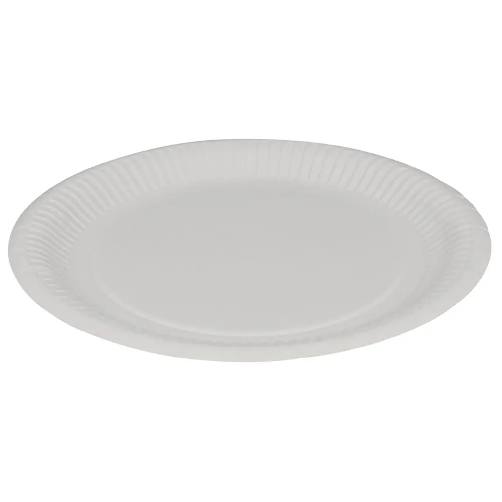 Paptallerkner Neutral hvid, økonomi 23 cm - 500 stk - Køb billigt på ...