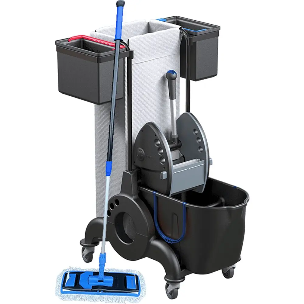 Rengøringsvogn, Speed Mop, sort, forkromet stål/genanvendt plast, ready ...