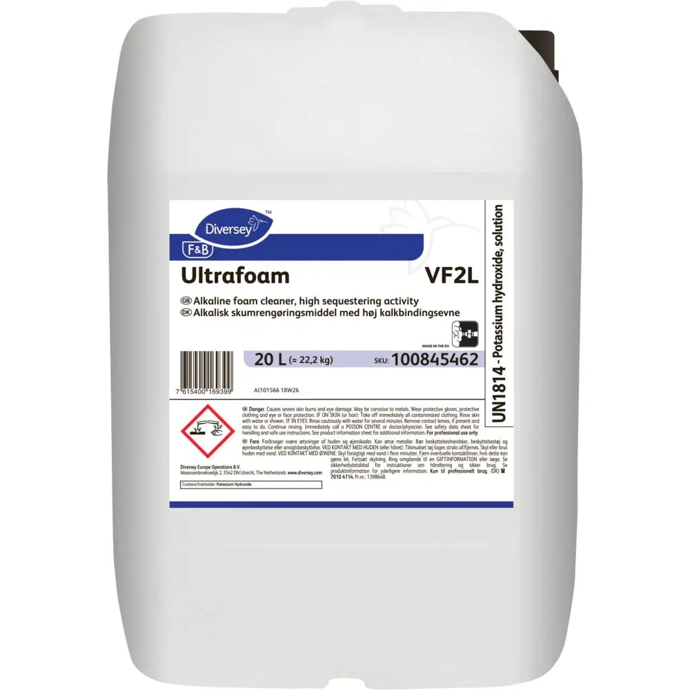 Skumrengøring - Diversey Ultrafoam VF2L - Alkalisk - Uden klor - 20 L ...