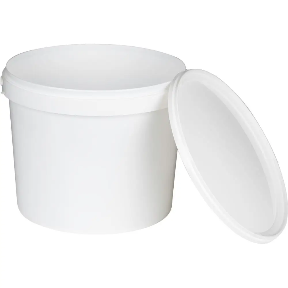 Spand med låg 18cm Ø21,2cm 5 L hvid PP - 495 stk - Køb billigt på ...