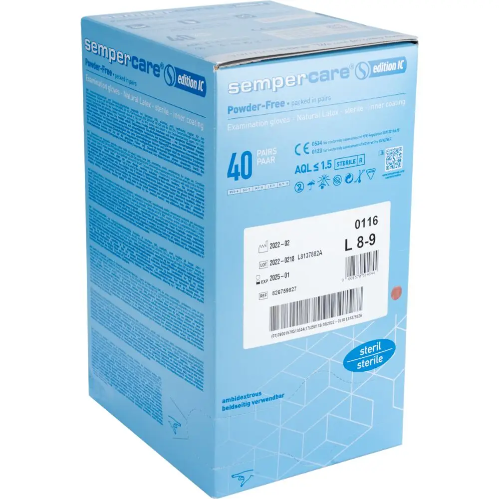 Steril undersøgselshandske, Sempercare Edition IC, L, nature, latex, pudderfri - 240 par