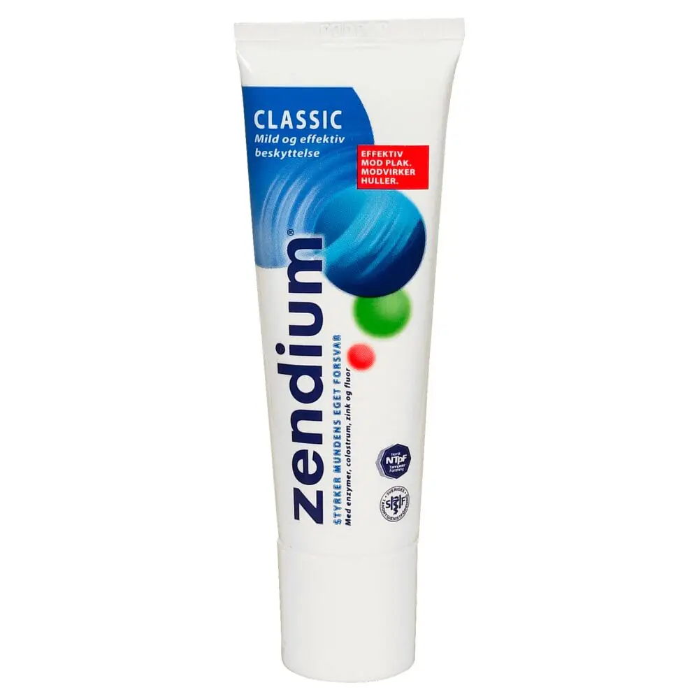 Tandpasta, Zendium Classic, Ø2cm, 14 ml, 1500 ppm flour - 50 stk - Køb ...