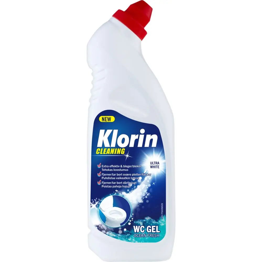 Toiletrens, Klorin WC Gel, 750 ml, alkalisk, ocean fresh, med klor ...