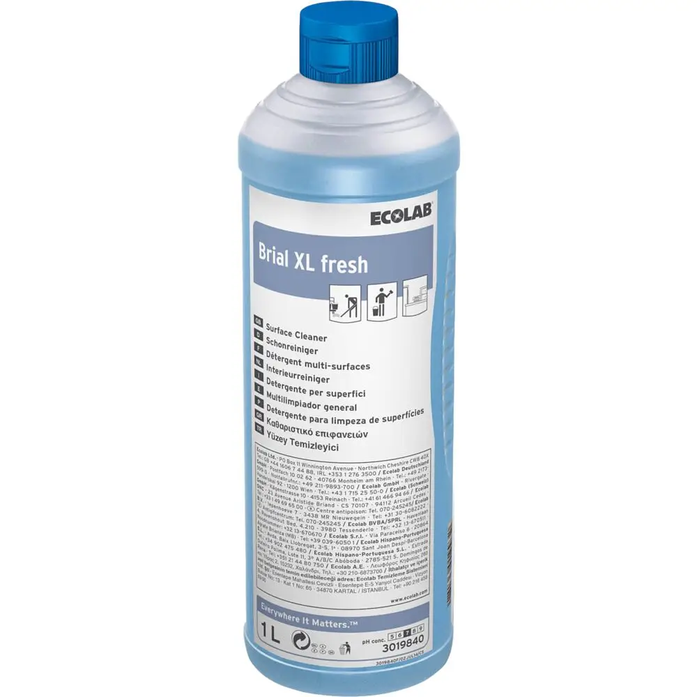 Universalrengøring - Ecolab Brial XL FreshH 1L Blå - Med parfume - 12 stk