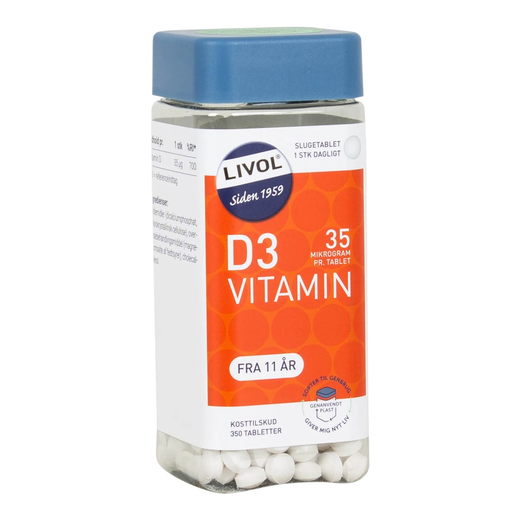 D-vitamin 35µg | 350 tabletter | Livol kosttilskud