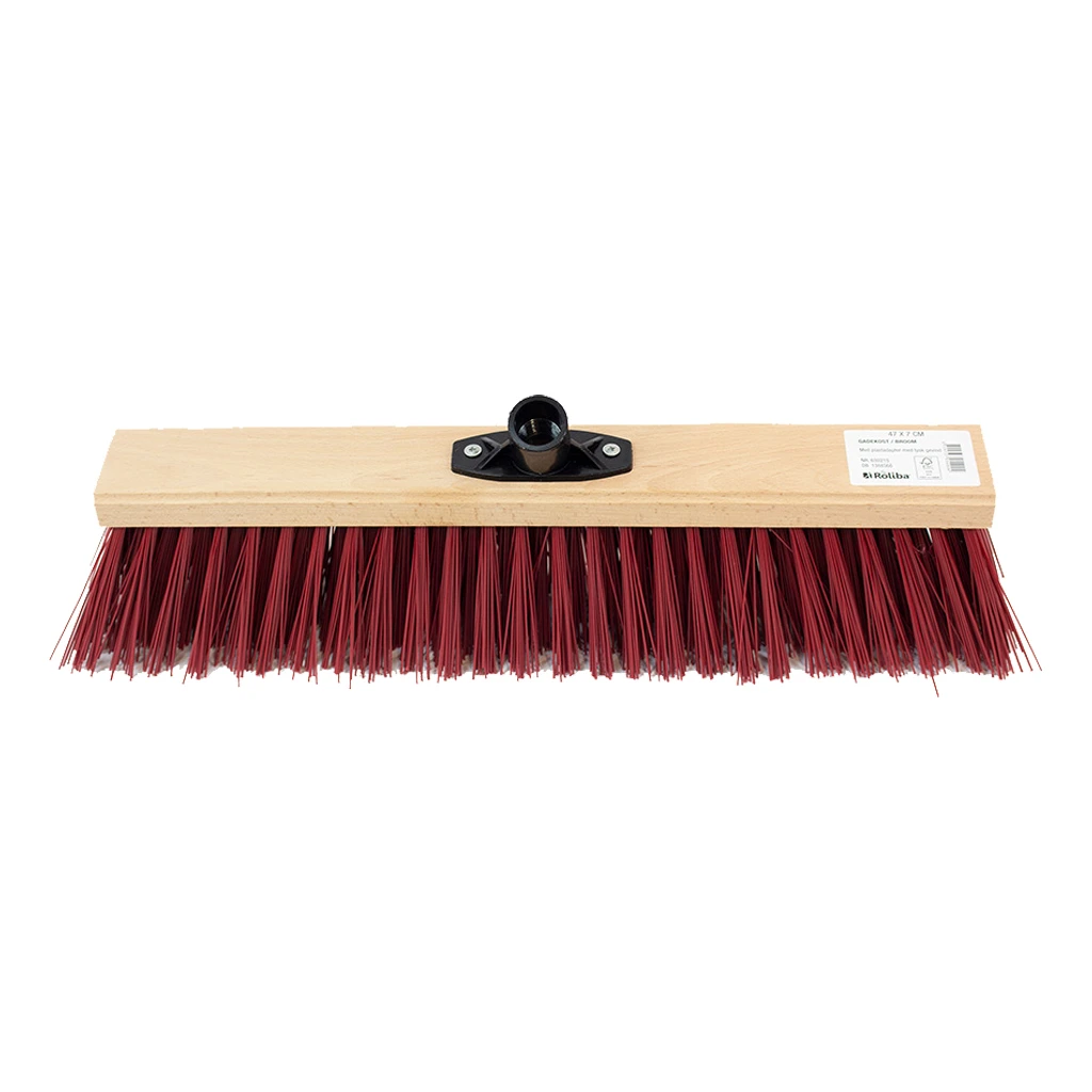Gadekost med socket rød 47 cm 27 rk | Fejekoste med røde børster