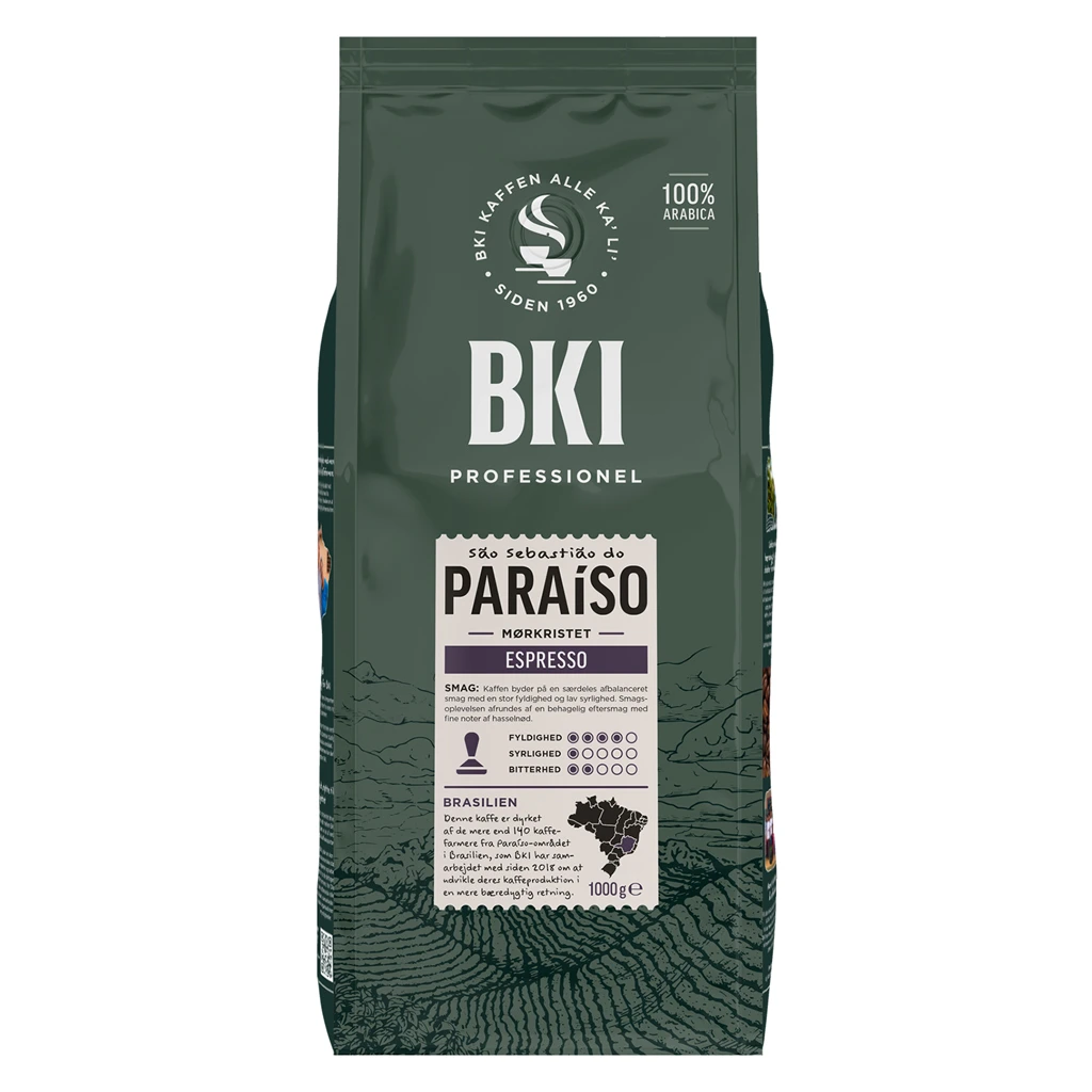 Kaffe BKI Paraiso Espresso Helbønne, 1 kg