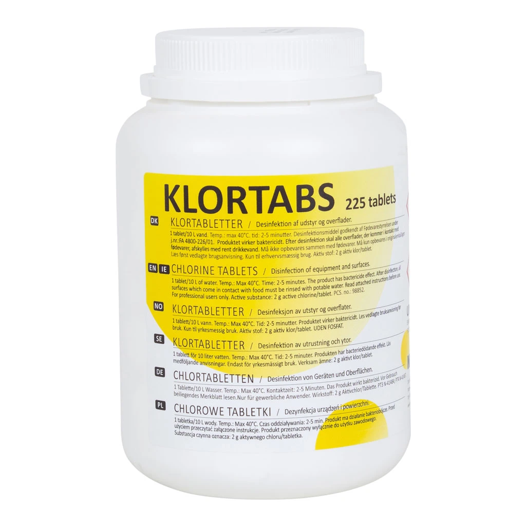 Klortabs 225 stk klortabletterer | Effektivt desinfektionsmiddel