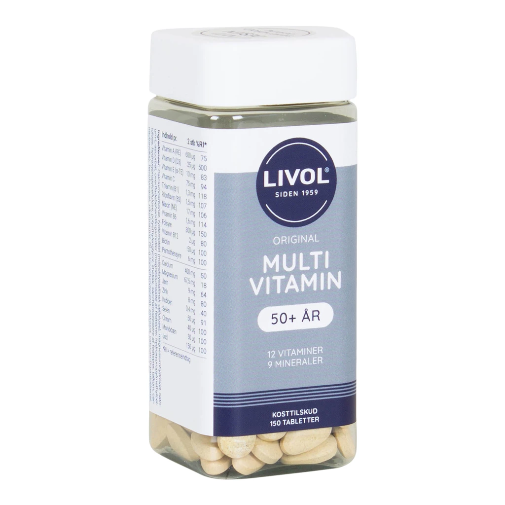 Multivitamin 50+ | Komplet kosttilskud for dig over 50 | 150 tabletter