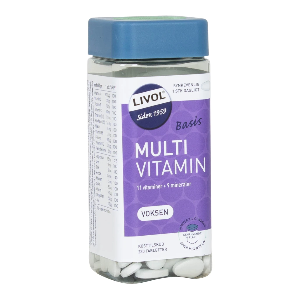 Multivitamin | 230 tabletter | Livol - komplet kosttilskud