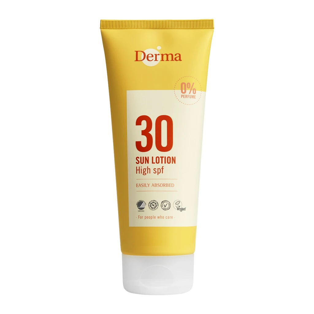 Solcreme Derma faktor 30 vandfast - 200 ml | Køb online på LINDS.dk