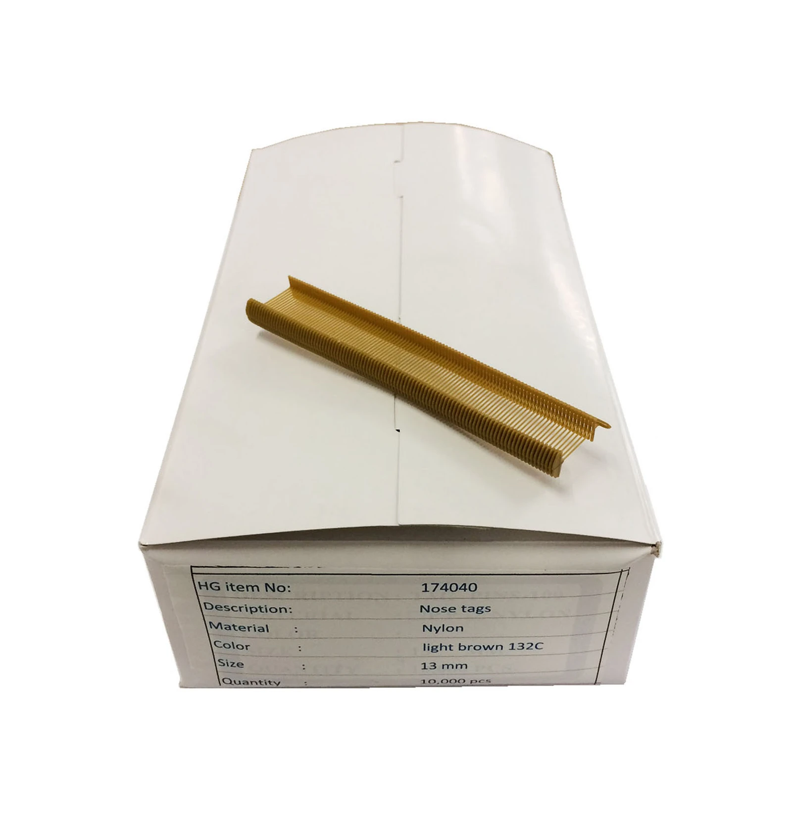 Nose tags, light brown 13mm UM Nylon, 10.000 pcs