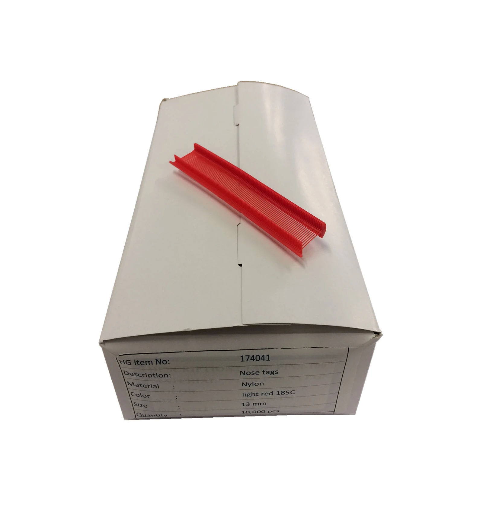 Nose tags, red 13mm UM Nylon, 10.000 pcs