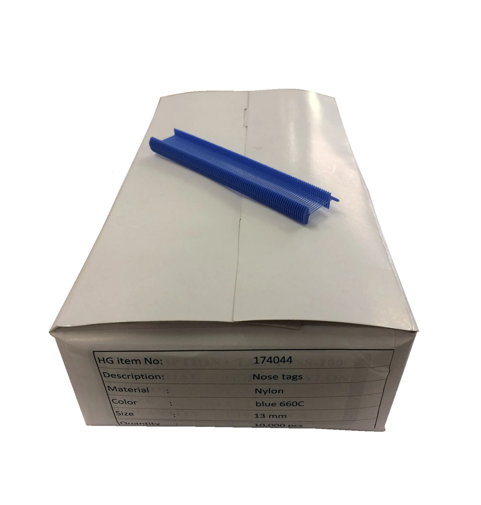 Nose tags, blue 13mm UM Nylon, 10.000 pcs