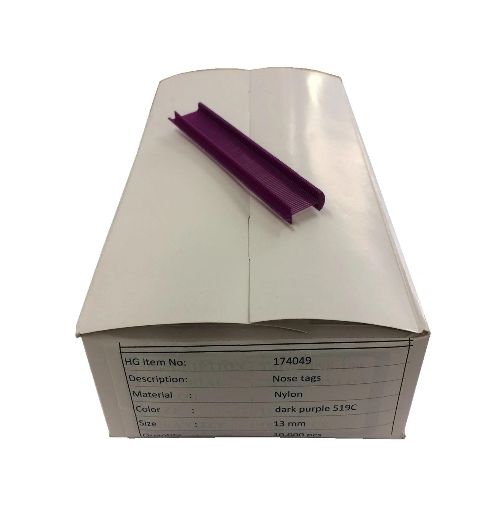 Nose tags, dark purple 13mm UM Nylon, 10.000 pcs