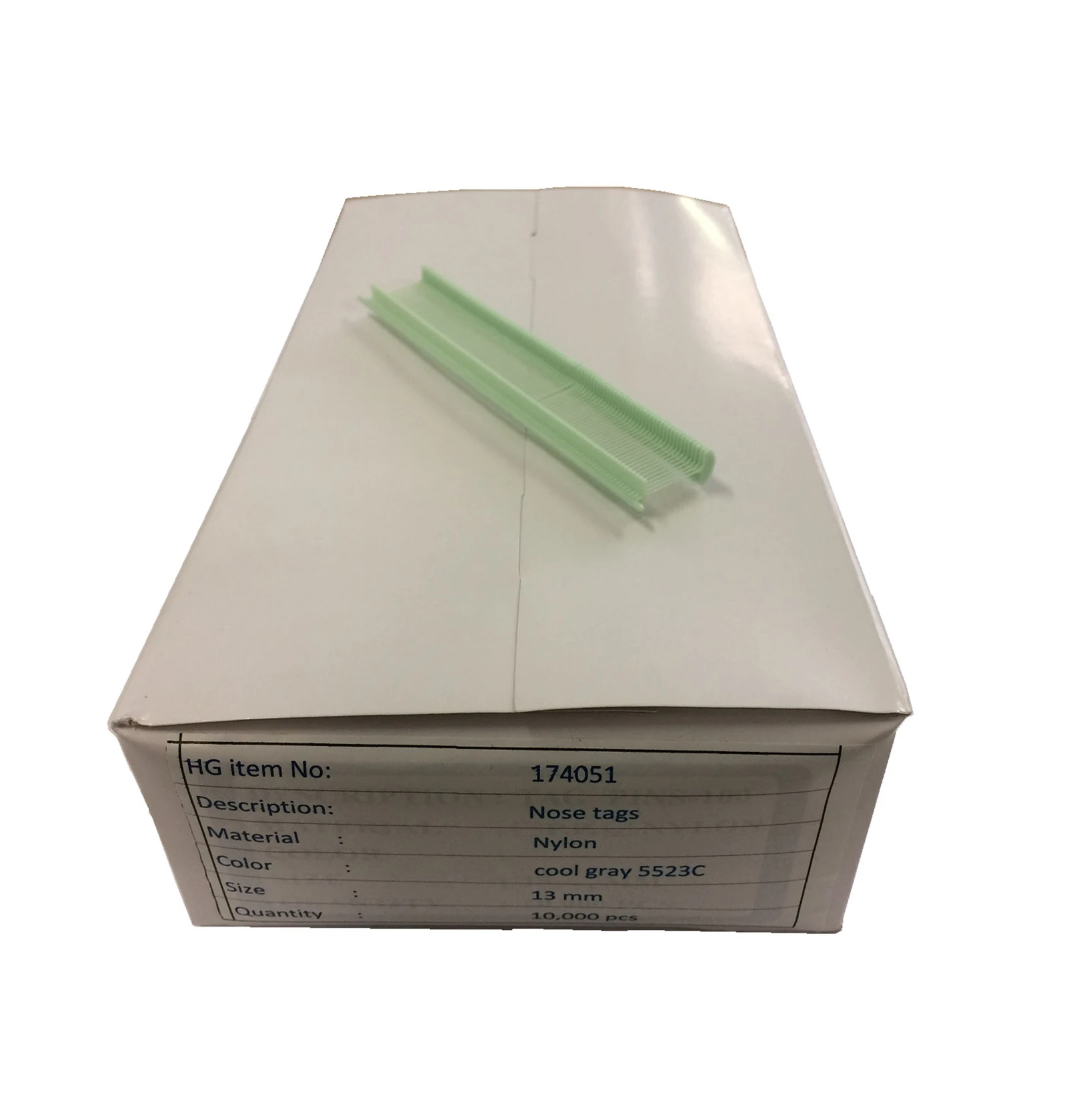 Nose tags, cool grey 13mm UM Nylon, 10.000 pcs