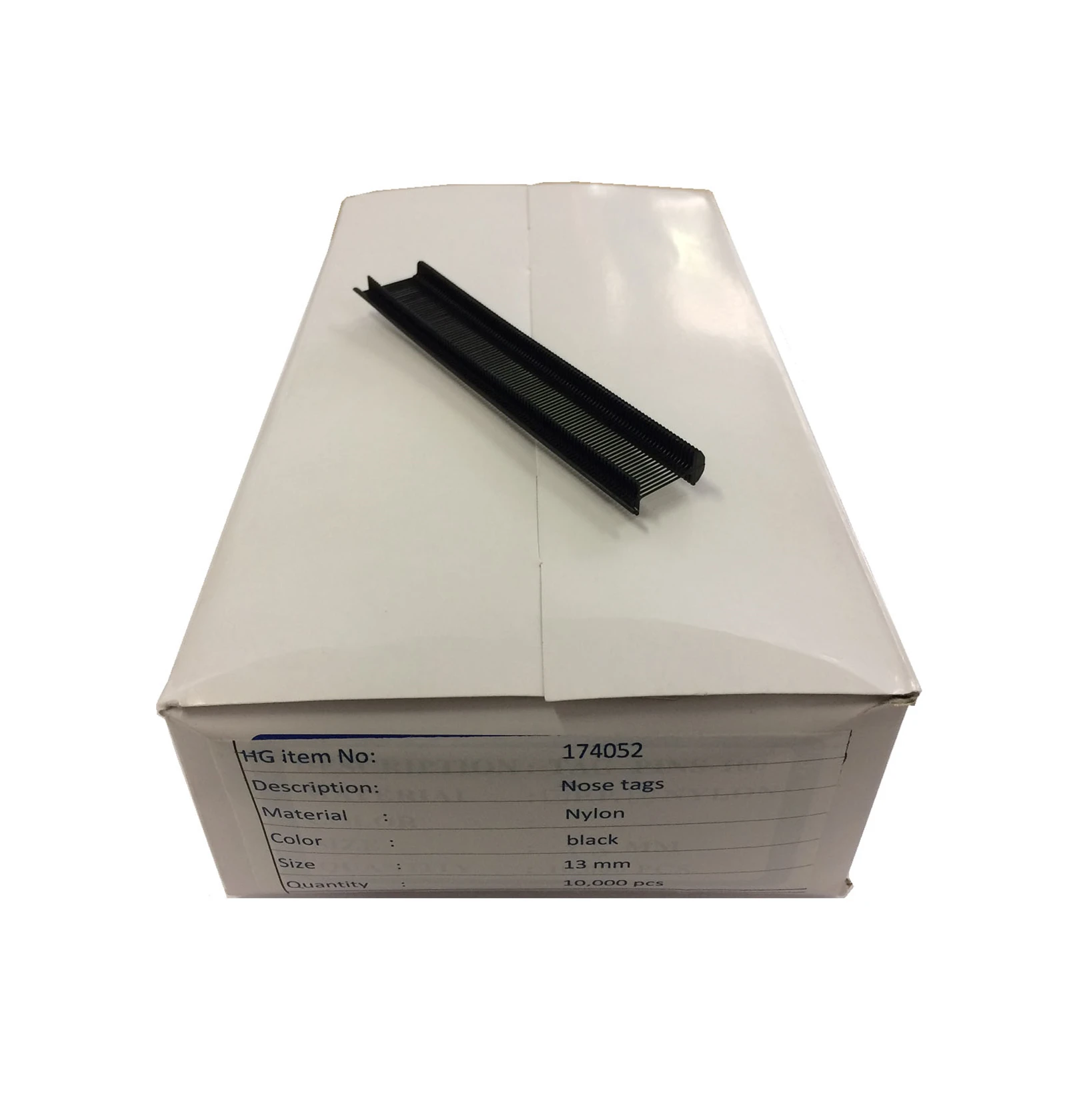 Nose tags, black 13mm Um Nylon, 10.000 pcs