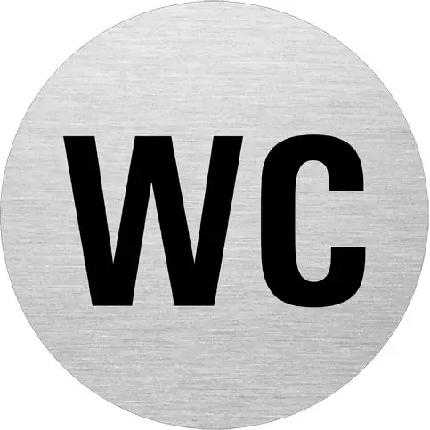 Dørskilt - WC Skilt i aluminium - Toiletskilt med sort skrift Ø: 75 mm ...