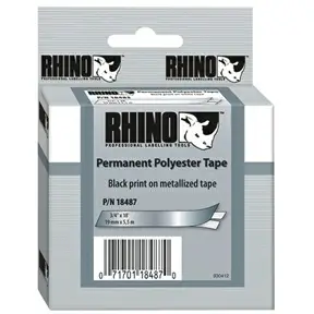 Dymo Rhino tape 19mmx5,5m permanent polyester black/metallic - Køb billigt på Grafical.dk