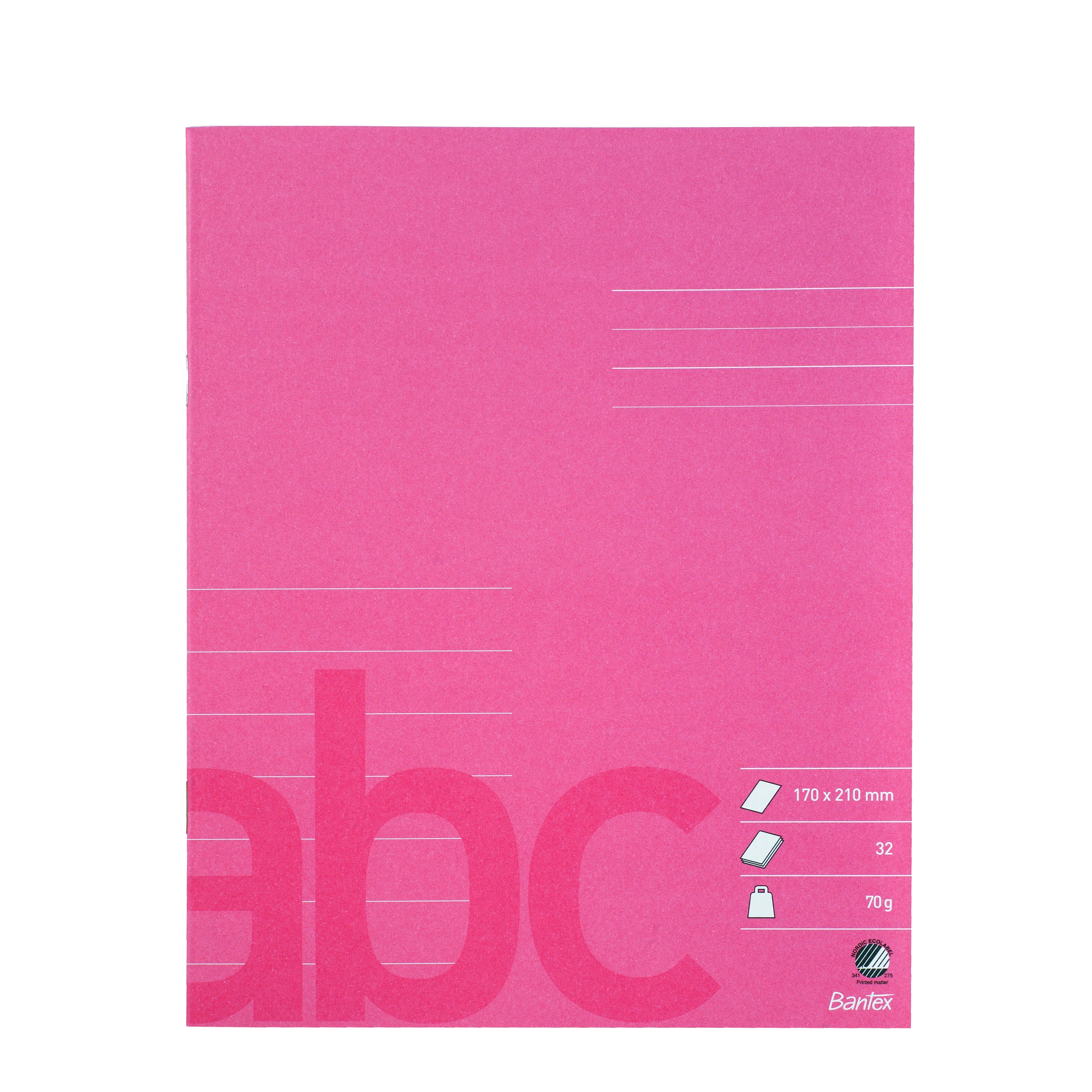 Bantex Skolehæfte 17 x 21 cm - Pink linjeret med 7 linjer - 20 stk á 32 ...