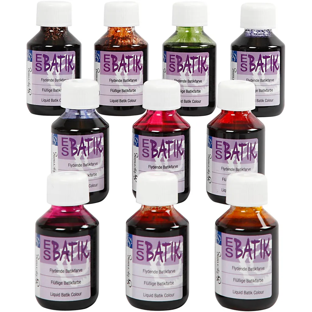 ES Batik - Sortiment af batikfarve - 10 farver i 100 ml.